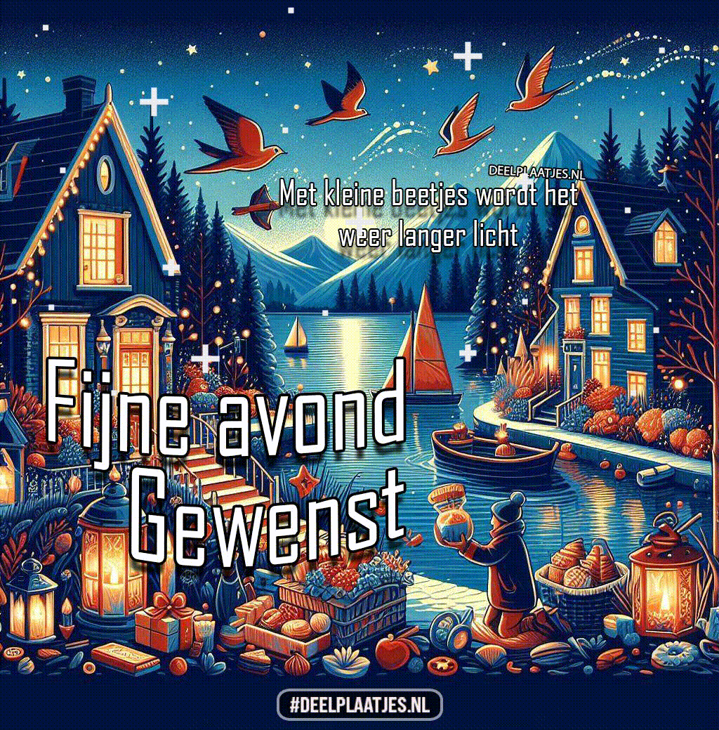 Gifplaatje Fijne avond gewenst - plaatjes delen met WhatsApp of social media