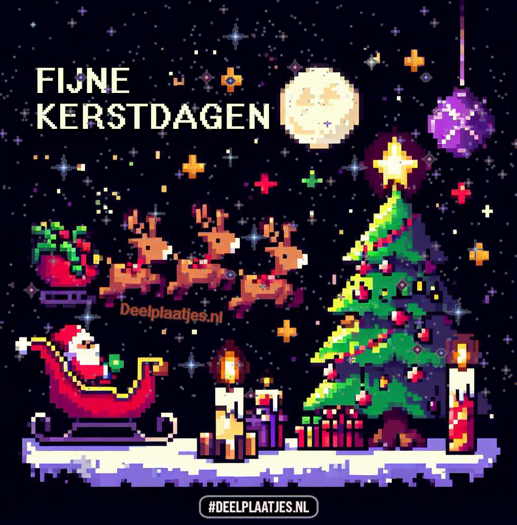 Gifplaatje Vier fijne kerstdagen met een pixel kerstgroet - Delen via ...