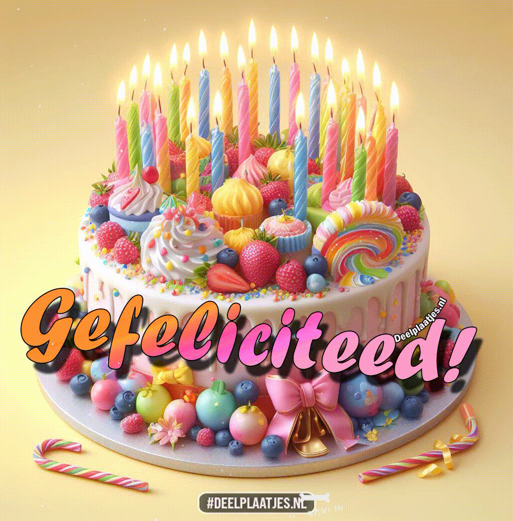 Gifplaatje Taart met kaarsje - plaatjes delen met Whatsapp of social media