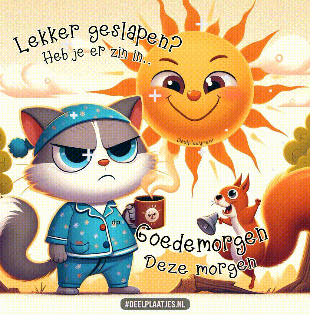 Gifplaatje Goedemorgen lekker geslapen hopelijk heb je er zin in ...
