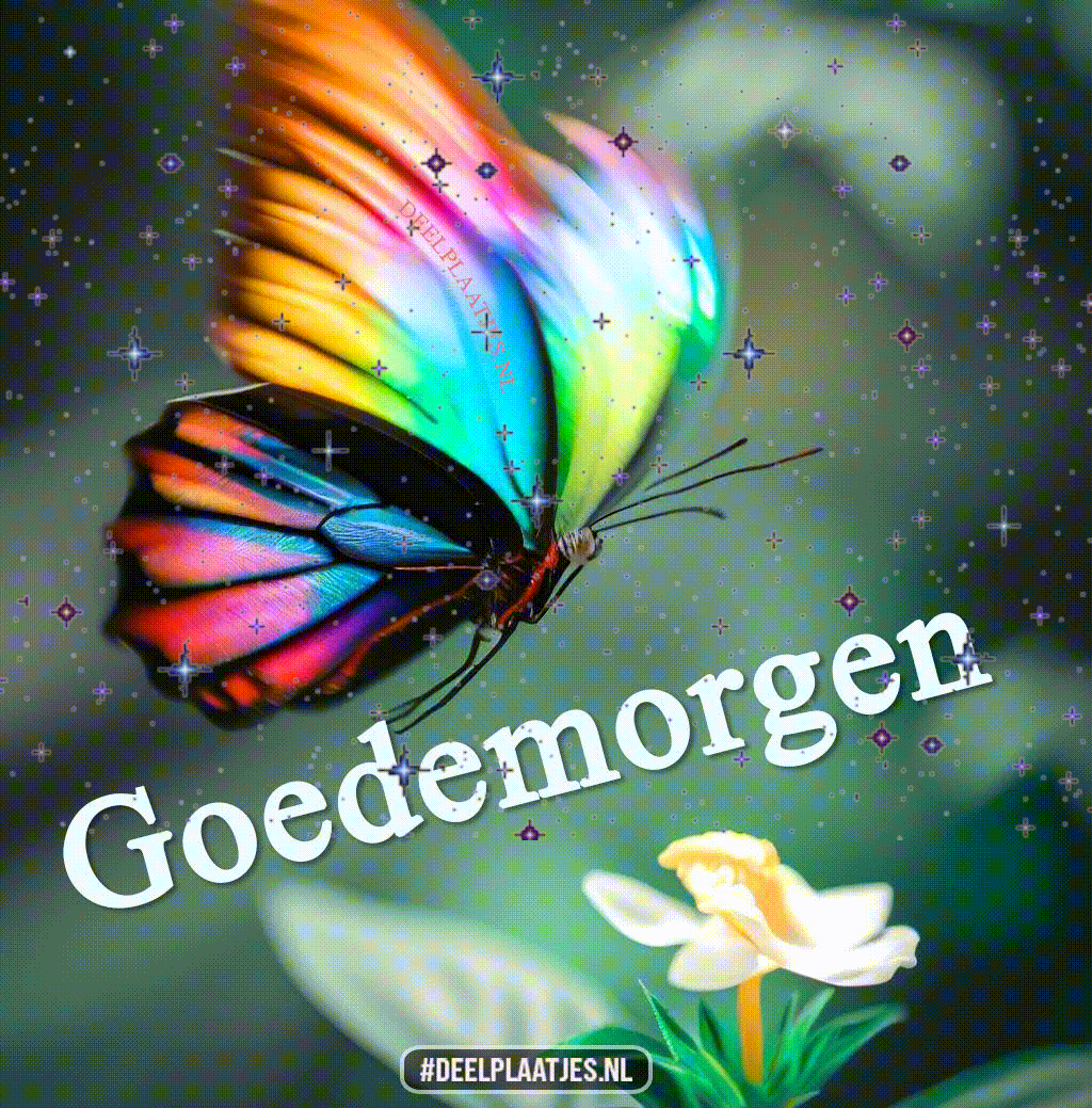 Gifplaatje Goedemorgen met een kleurrijke vlinder - plaatjes delen met ...