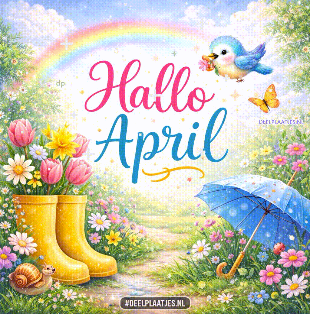 GIF image Hello april – cheerful spring greeting - Share via WhatsApp