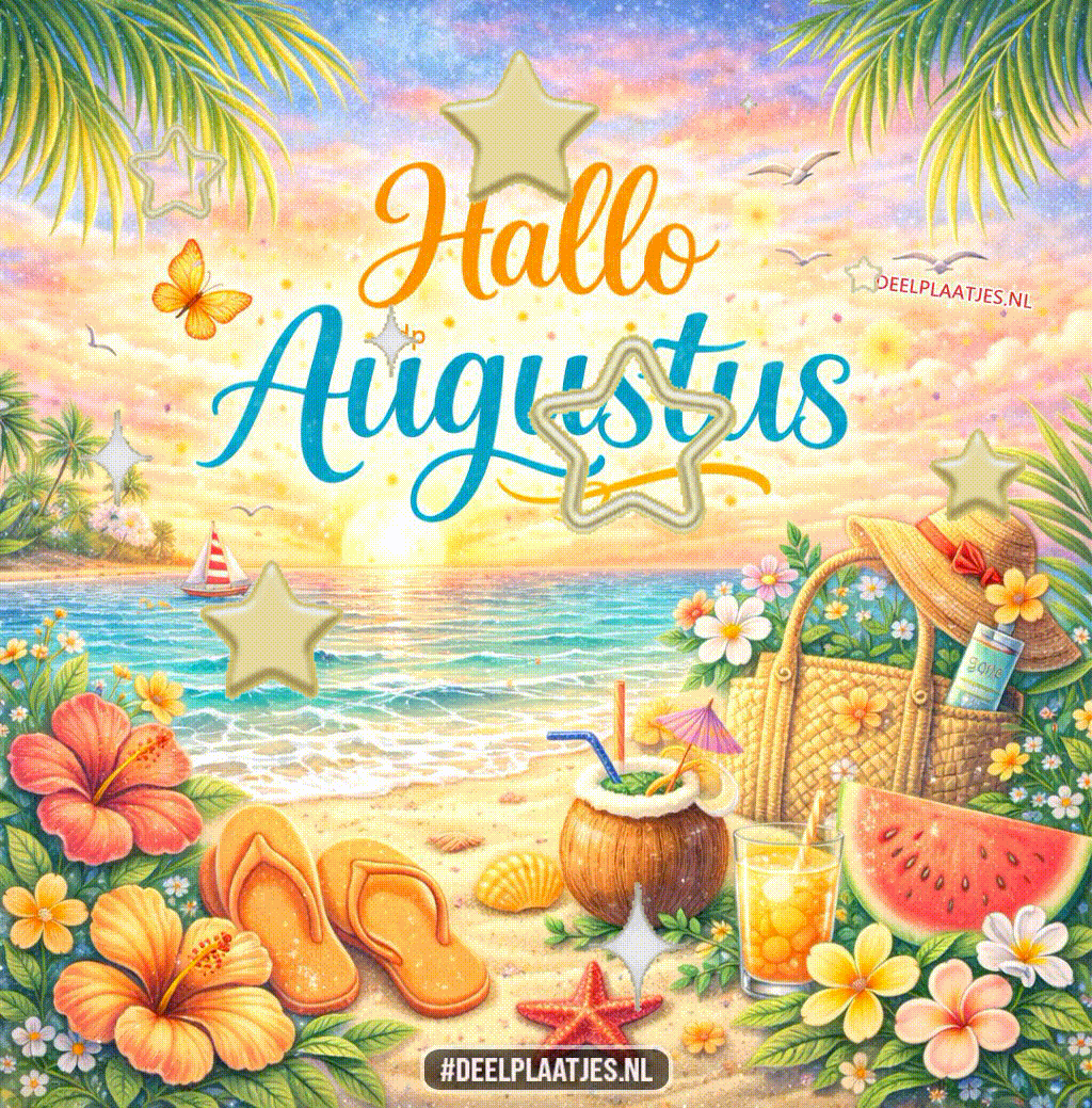 GIF image Hello august – sunny summer greeting - Share via WhatsApp