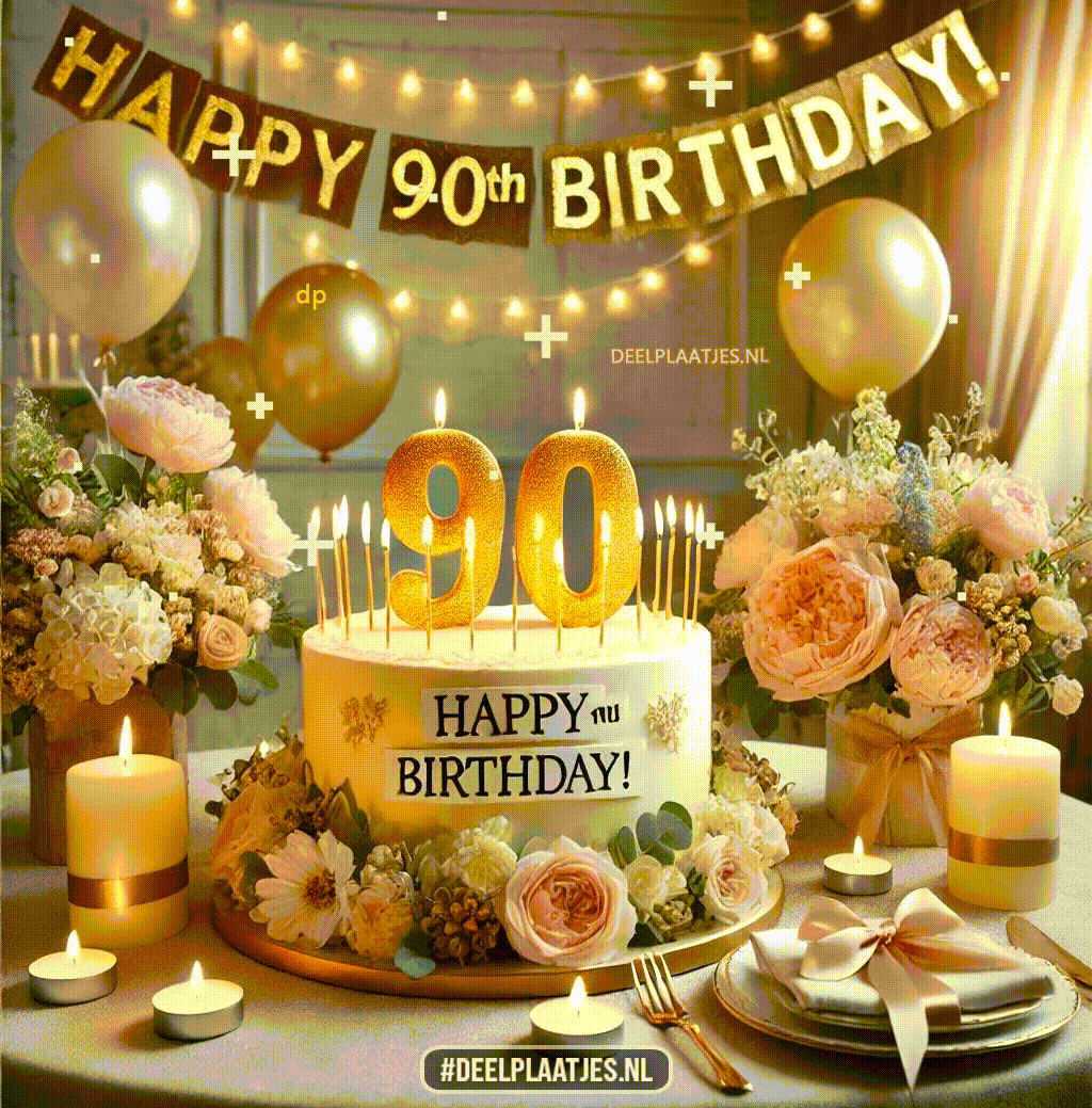 GIF image Happy 90th birthday - share pictures via WhatsApp or social media