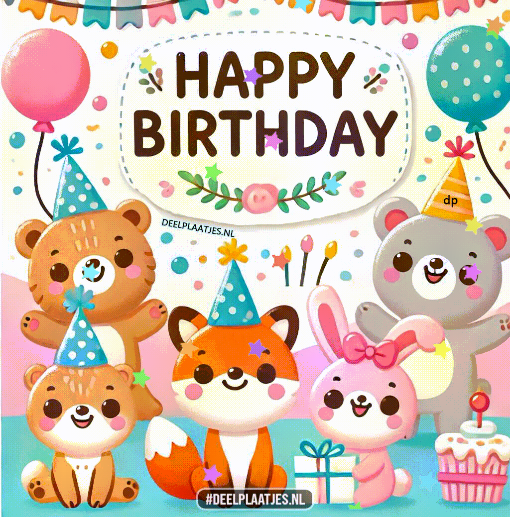 Gifplaatje Happy birthday hiep hiep hoera verjaardagswens - Delen via ...