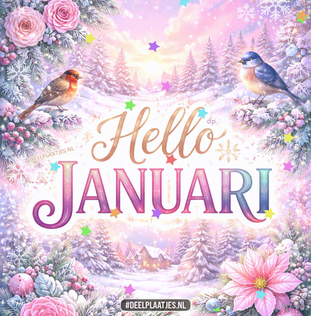GIF image Hello january pink - share pictures via WhatsApp or social media