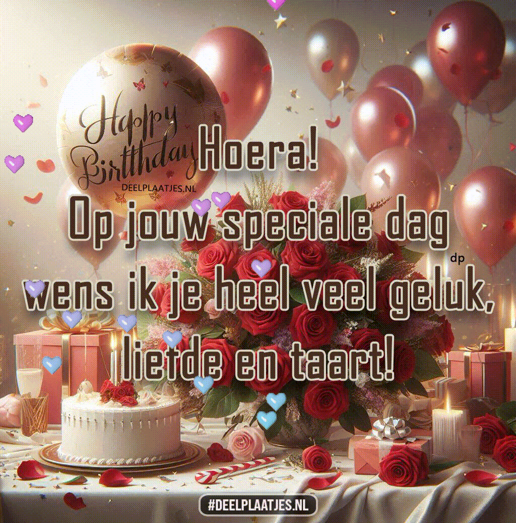 Gifplaatje Hoera op jouw speciale dag wens ik je geluk en liefde ...