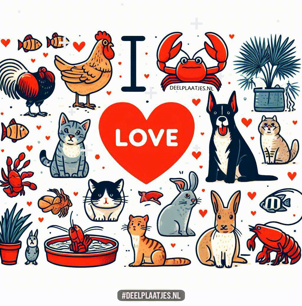 Gifplaatje I love pets - plaatjes delen met Whatsapp of social media
