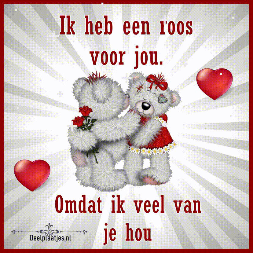 Gifplaatje Een roos voor jou omdat ik veel van je hou - plaatjes delen ...