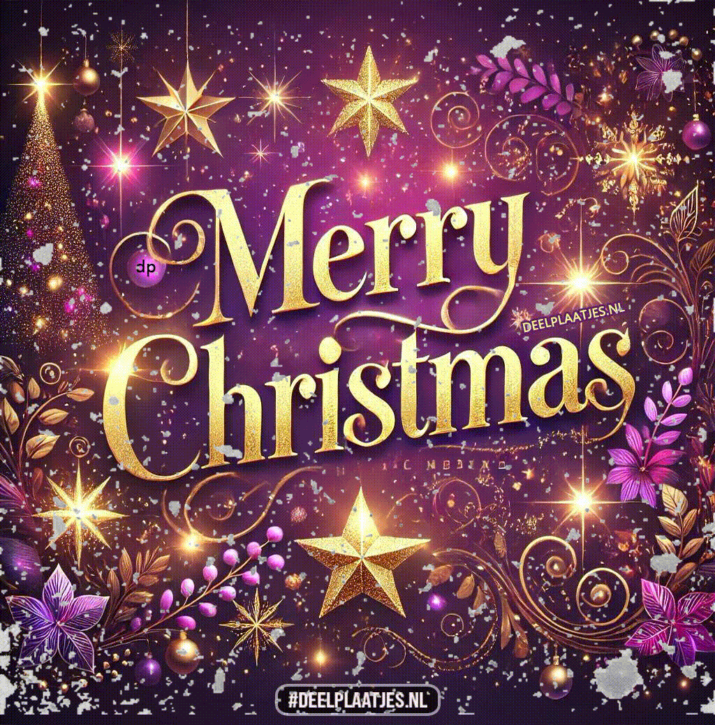 GIF image Christmas image with golden stars and purple accents radiates ...