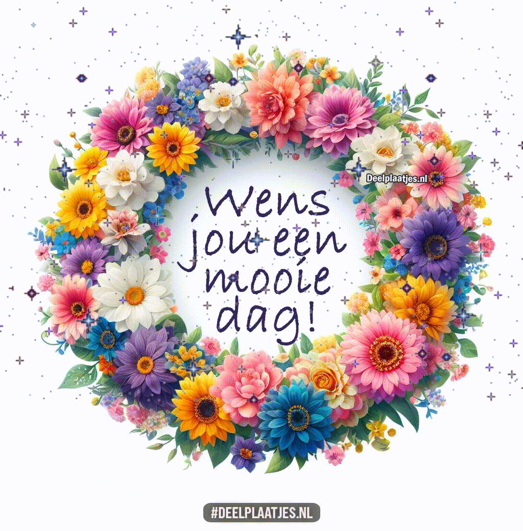 Gifplaatje Wens iemand een mooie dag met een glimlach - Delen via WhatsApp