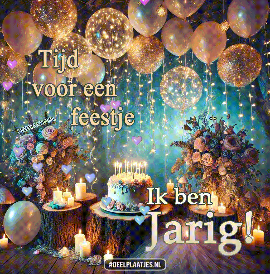 Gifplaatje Tijd voor een feestje vandaag ben ik jarig - Delen via WhatsApp