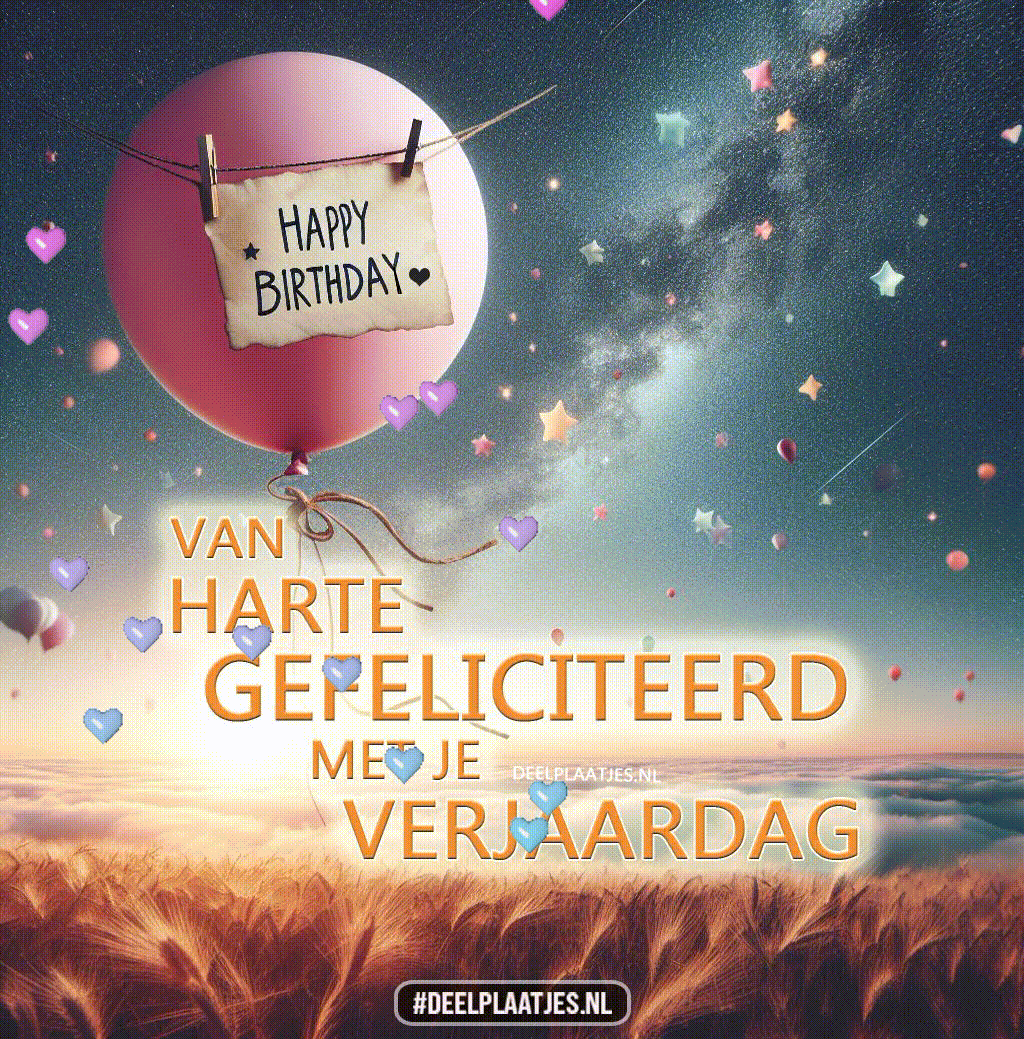 Gifplaatje Van harte gefeliciteerd - plaatjes delen met Whatsapp of social media