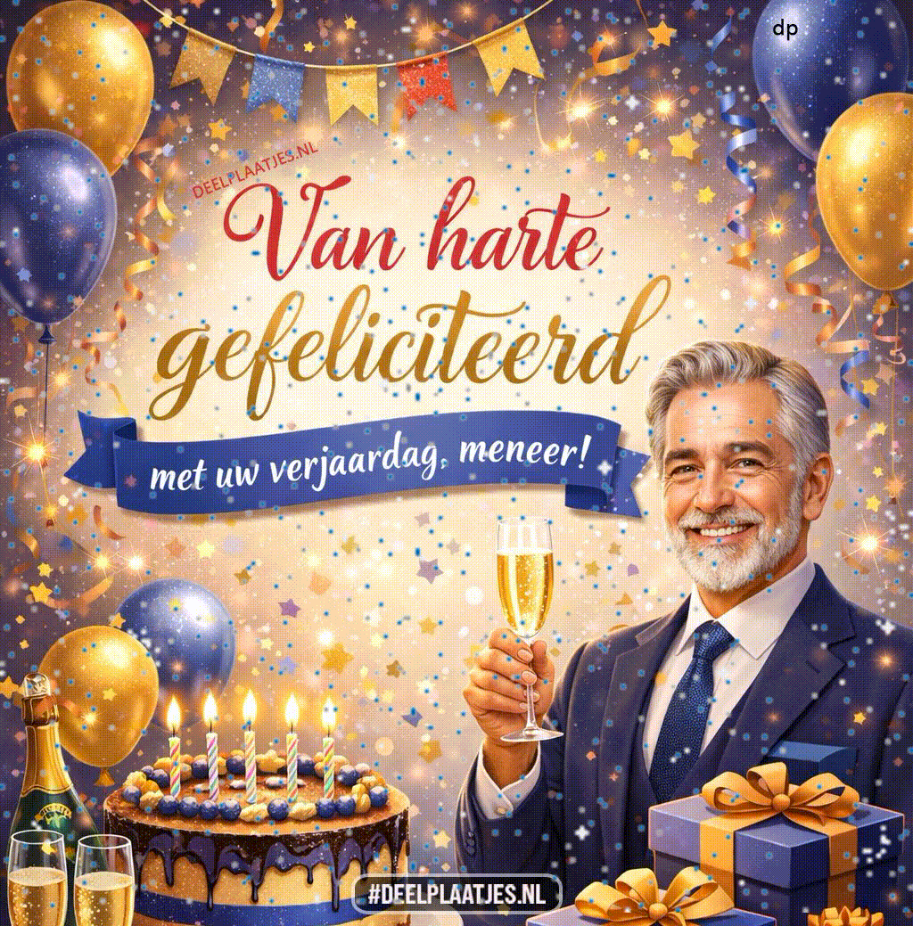 Gifplaatje Verjaardag meneer - plaatjes delen met WhatsApp of social media