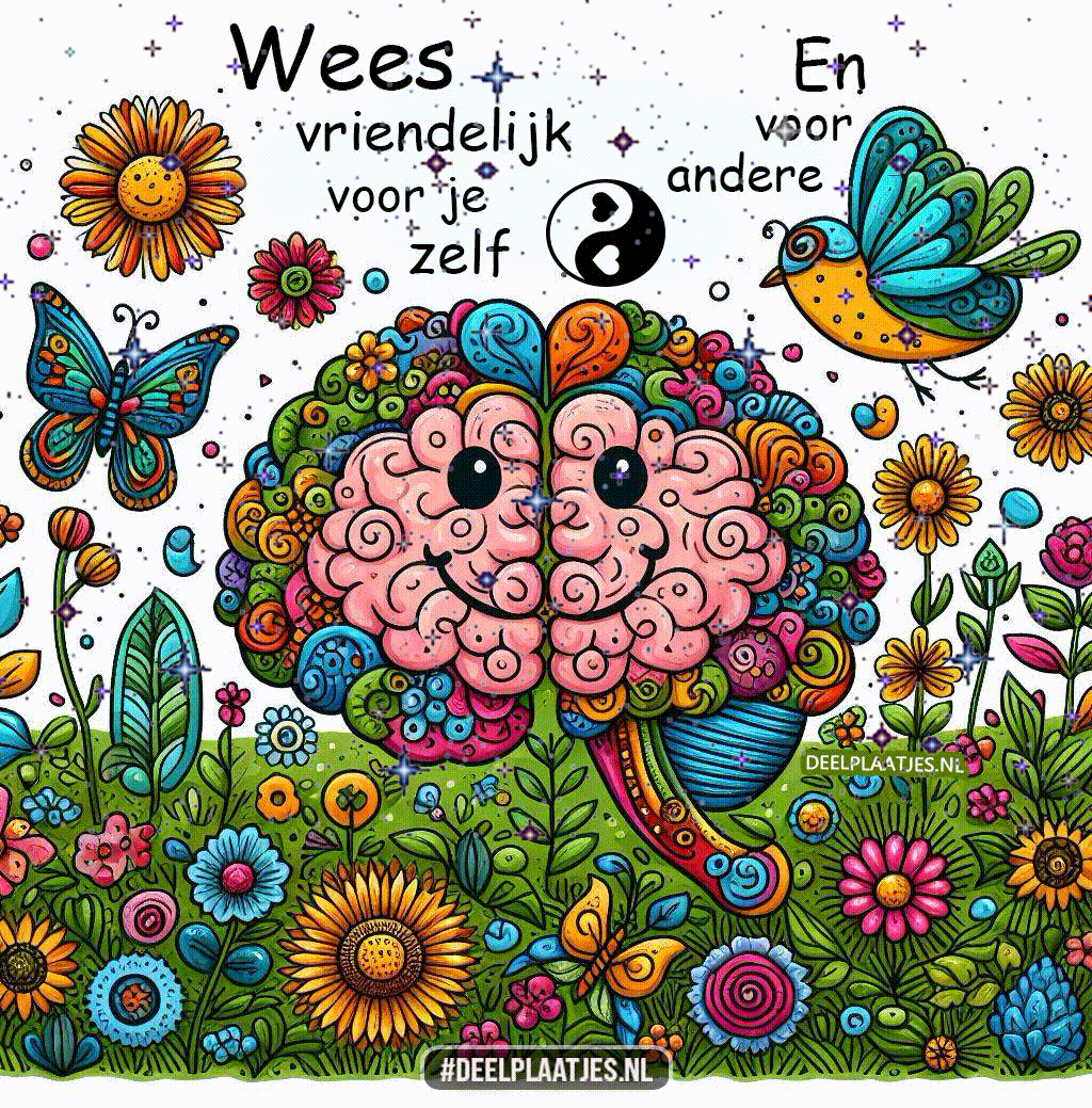 Gifplaatje Vriendelijk voor jezelf en anderen spreuk - Delen via WhatsApp