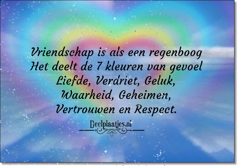 Gifplaatje Vriendschap is als een regenboog vol liefde en respect ...