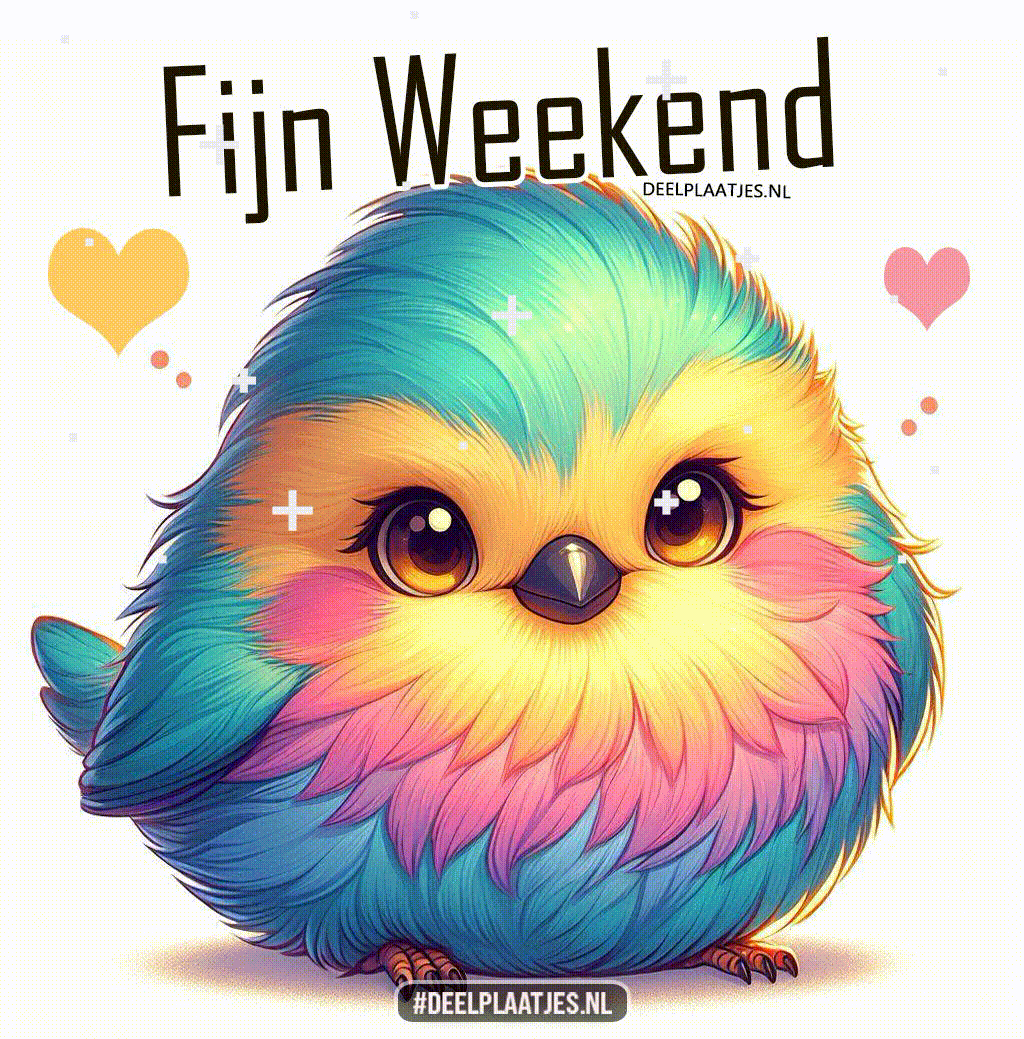 GIF image Happy weekend with a colorful bird - share pictures via ...